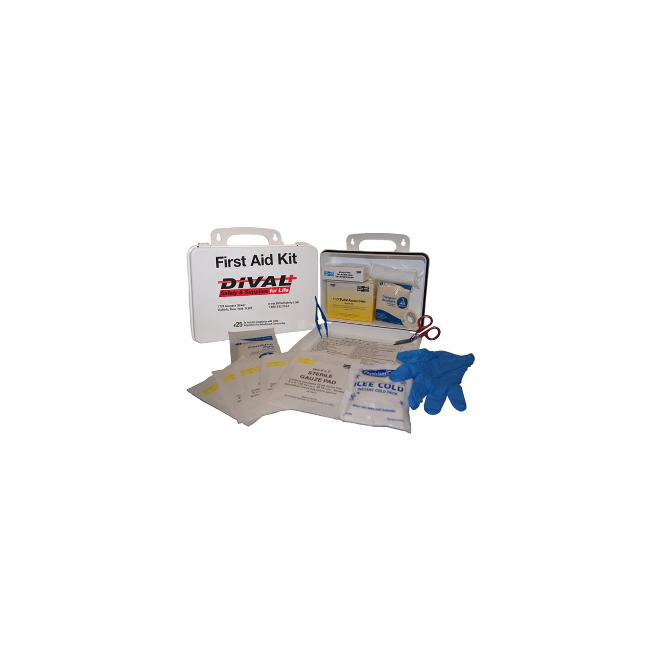 DiVal Contractor Plastic First Aid Kit, 25 Person | DiVal Safety Equipment