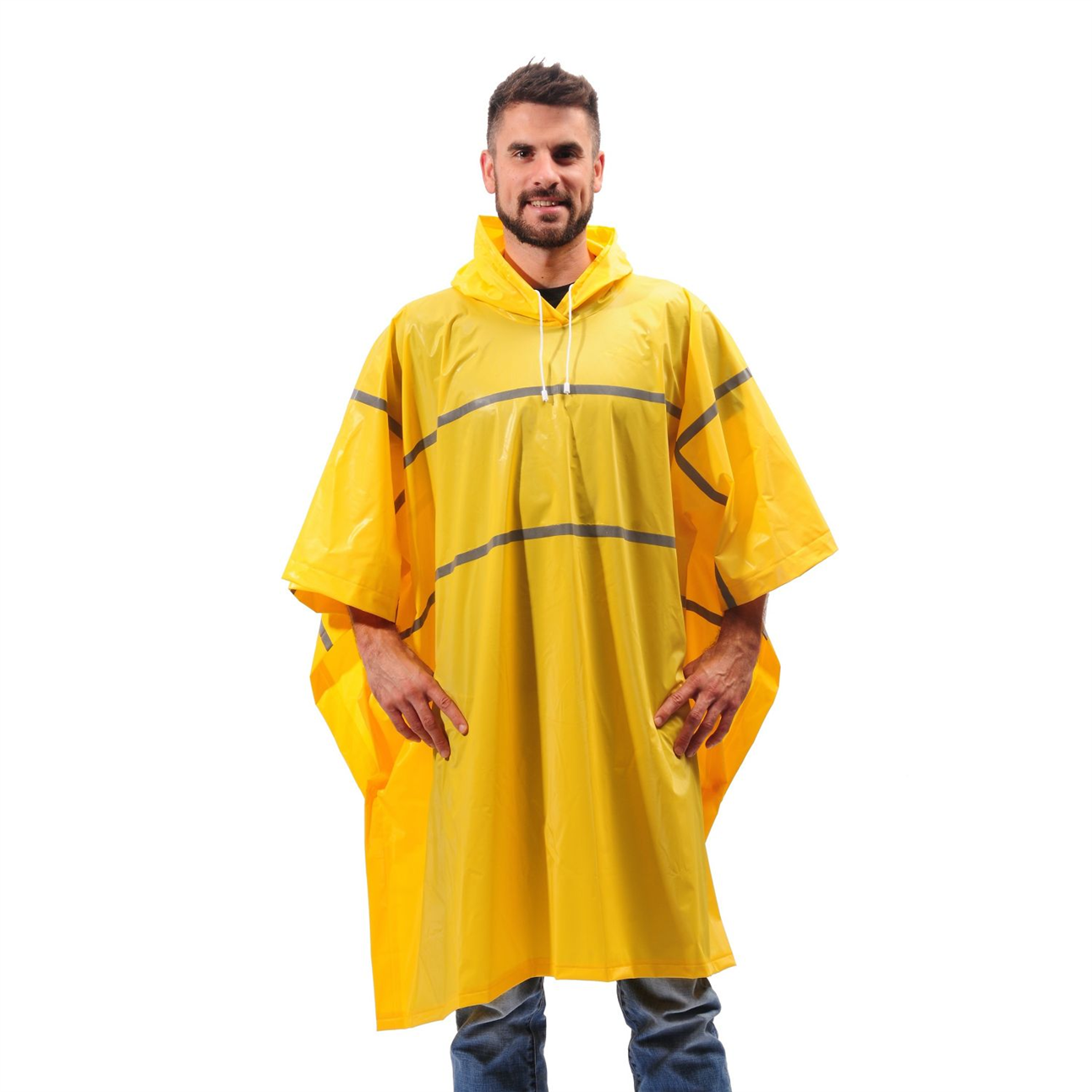 Repel Rainwear™ XL & Tall Reflective 0.20 mm PVC Rain Poncho | DiVal ...