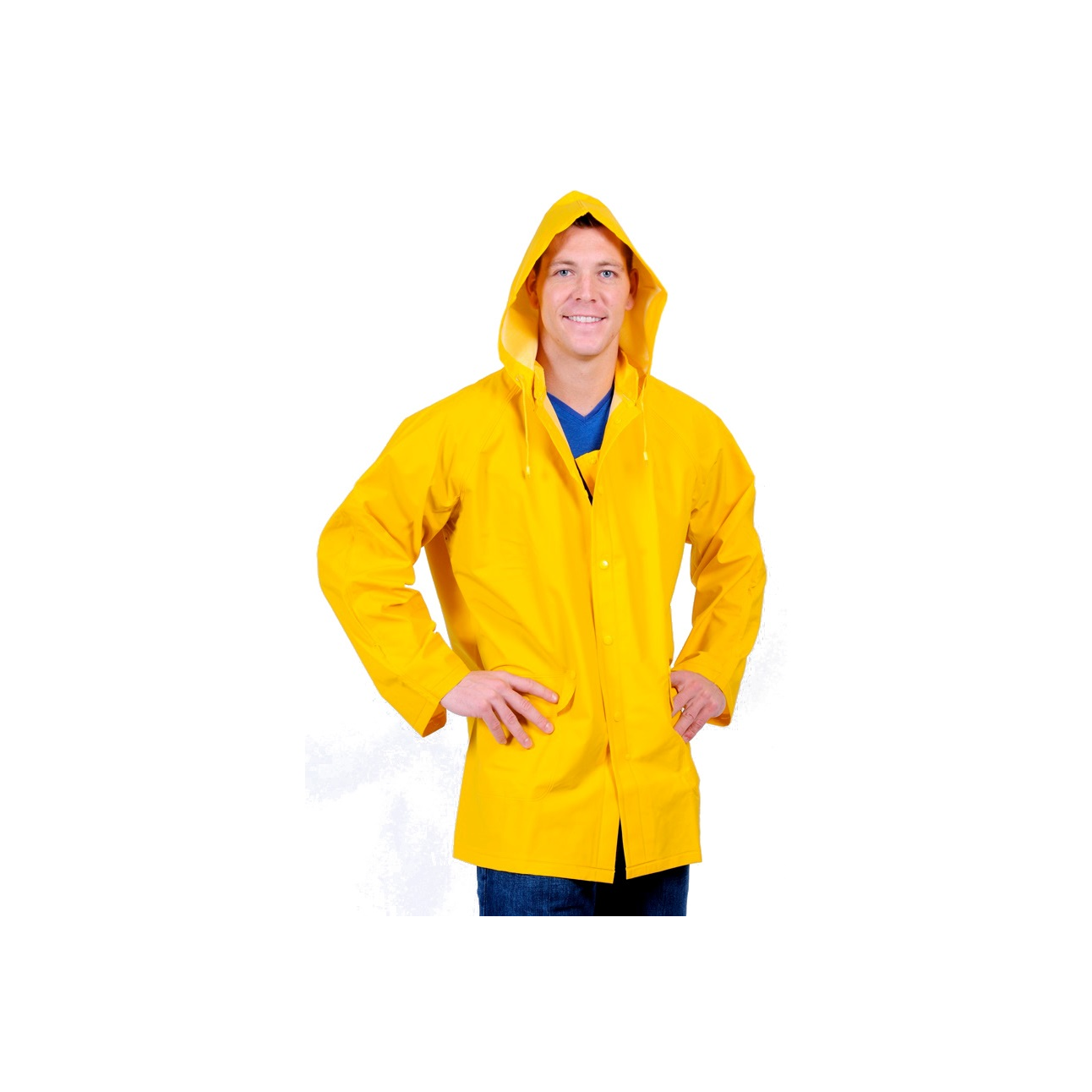 Repel Rainwear™ 0.35mm PVC/Polyester Rain Jacket with Detachable Hood ...