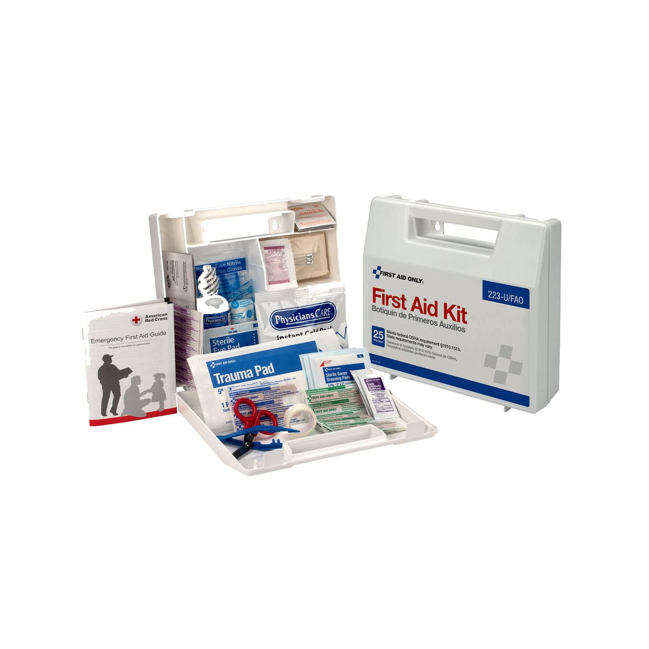 First Aid Only® 223-U, 25 Person First Aid Kit, Plastic Case With ...