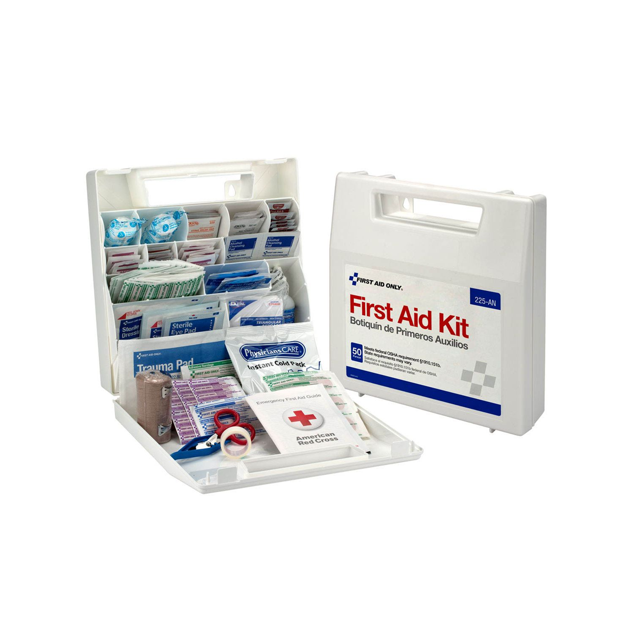 First Aid Only® 225-AN, 50 Person First Aid Kit, Plastic Case with ...