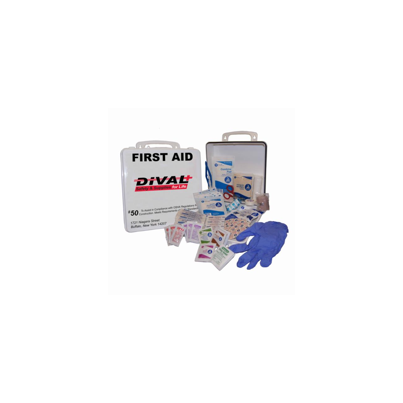 DiVal Bulk Plastic First Aid Kit, 50 Person | DiVal Safety Equipment