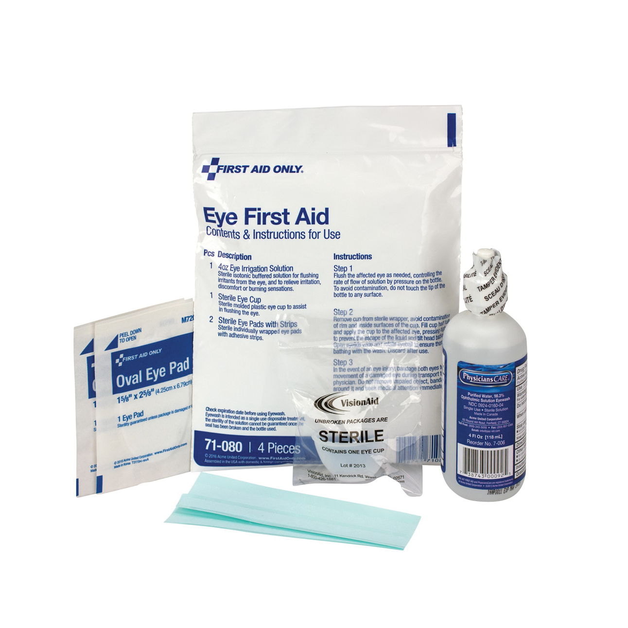 First Aid Only® Eye Wound First Aid Triage Pack, 6 Pieces | DiVal ...