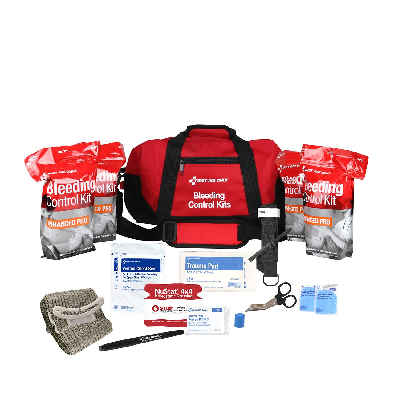 First Aid Only® Bleeding Control Multiple Victim Bag, 19 Pieces | DiVal ...