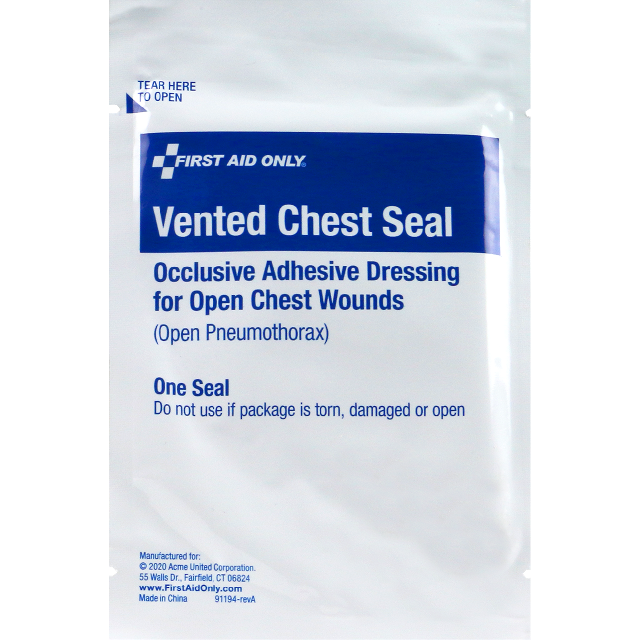First Aid Only® Vented Chest Seal | DiVal Safety Equipment