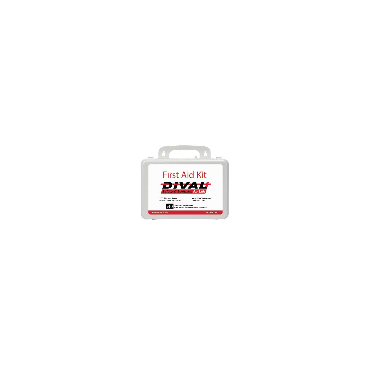 DiVal 10 Person First Aid Kit with Weatherproof Plastic Case, OSHA ...